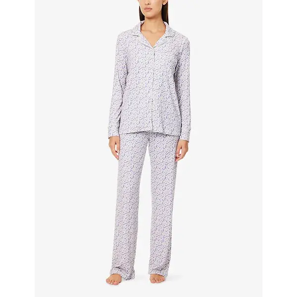 THE NAP CO Stretch Long-sleeve Modal-jersey Pyjama Set - Blue Daisy