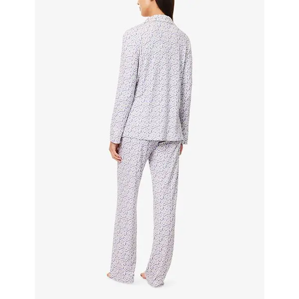 THE NAP CO Stretch Long-sleeve Modal-jersey Pyjama Set - Blue Daisy