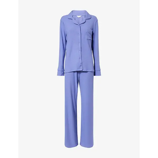 THE NAP CO Stretch Long-sleeve Modal-jersey Pyjama Set - Violet Blue