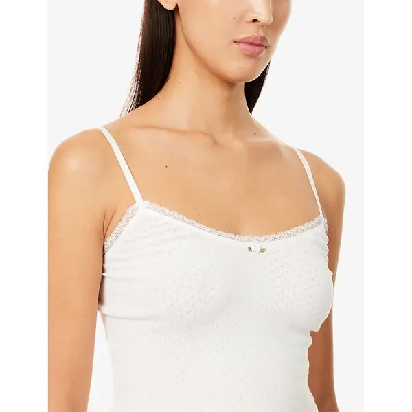 THE NAP CO Pointelle Cami Cotton-knit Top