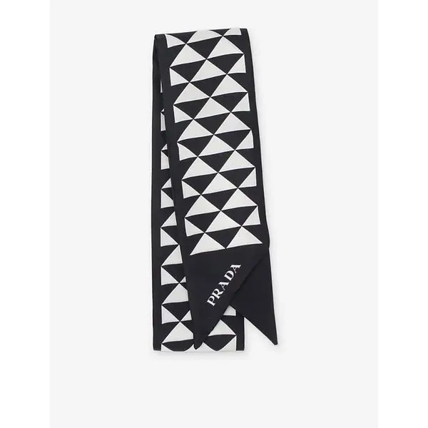 Prada Printed Silk Neck Tie - Black