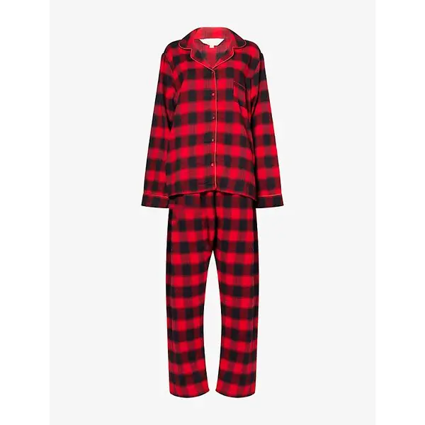 THE NAP CO Fleece Plaid Cotton Pyjama Set - Red Plaid