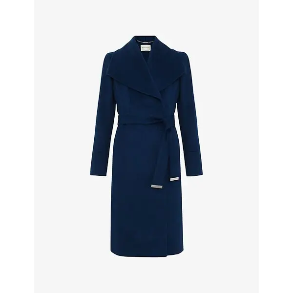 PHASE EIGHT Nicci Belted Wool-blend Coat - Blue