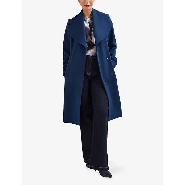 PHASE EIGHT Nicci Belted Wool-blend Coat - Blue