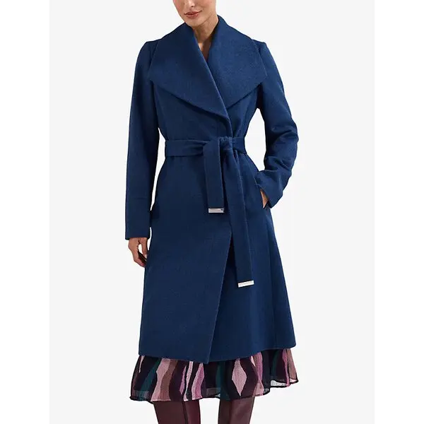 PHASE EIGHT Nicci Belted Wool-blend Coat - Blue