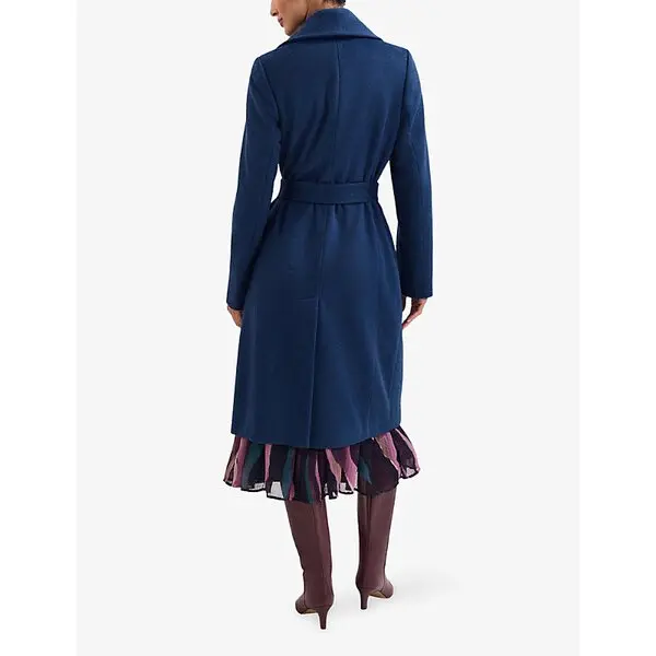 PHASE EIGHT Nicci Belted Wool-blend Coat - Blue