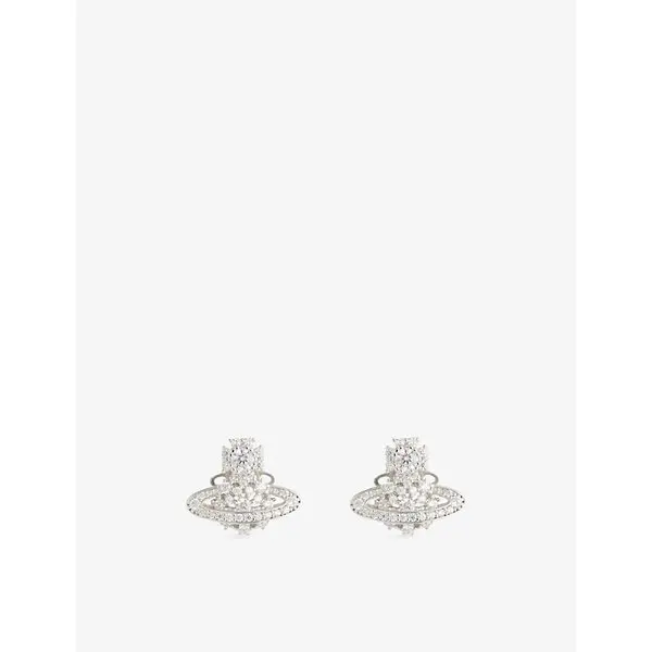 VIVIENNE WESTWOOD Narcissa Platinum-plated Sterling Silver Cubic Zirconia Earrings - Platinum / White Cz
