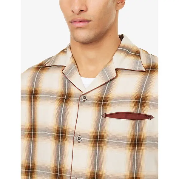 AUSTIN POST Open-collar Checked Woven Shirt