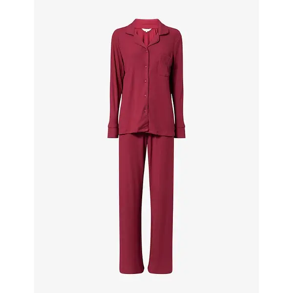 THE NAP CO Stretch Ribbed Long-sleeve Modal-jersey Pyjama Set - Plum