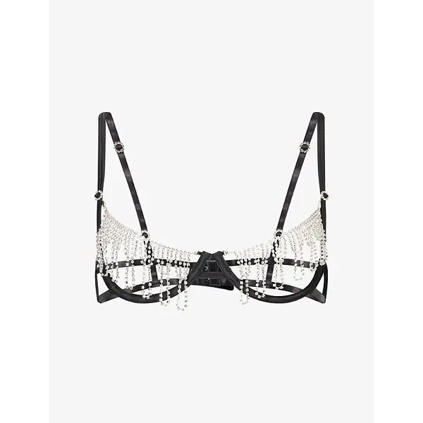 Bluebella Estelle Underwired Diamante Bra - Black/ Silver/ Clear