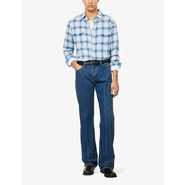 AUSTIN POST Western Plaid Cotton-wool Blend Shirt