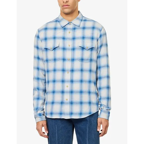 AUSTIN POST Western Plaid Cotton-wool Blend Shirt
