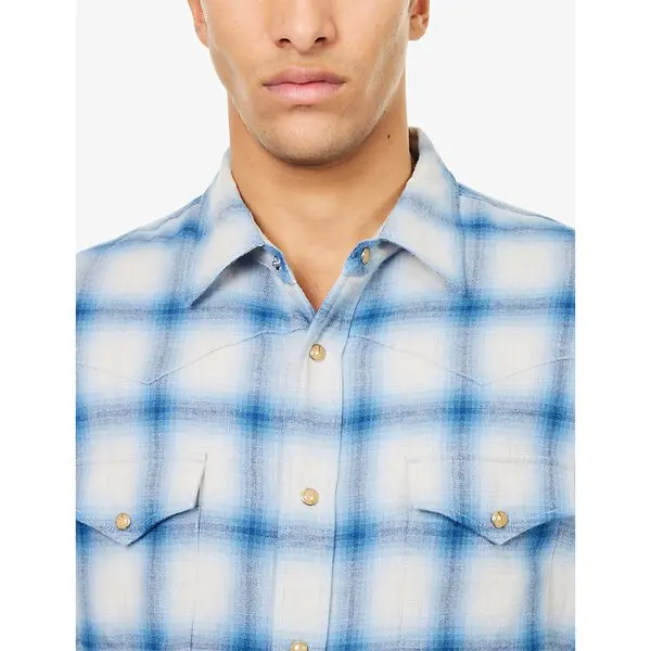 AUSTIN POST Western Plaid Cotton-wool Blend Shirt