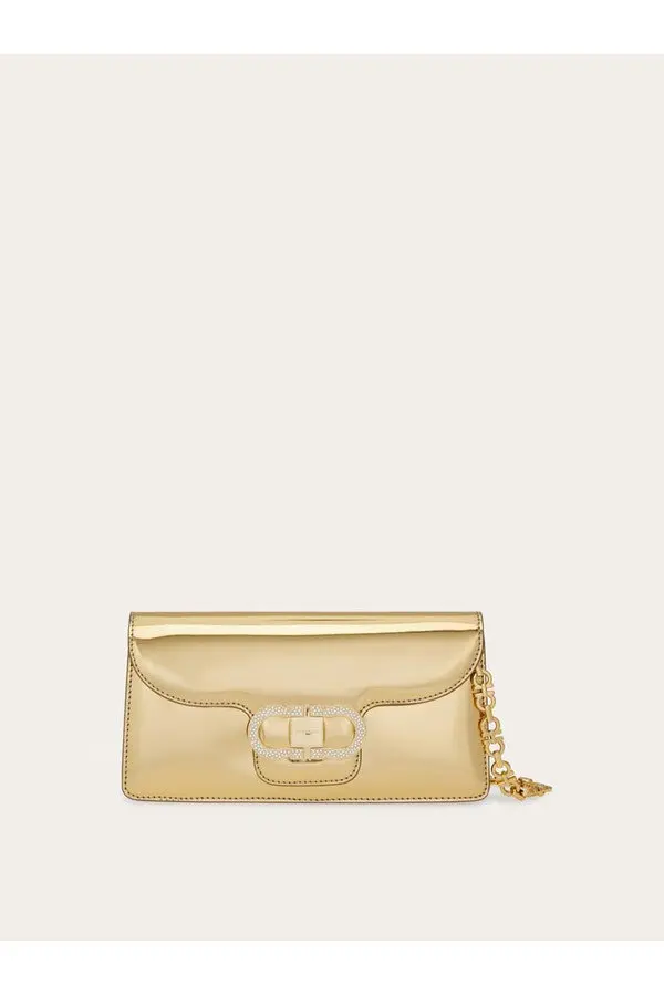 FERRAGAMO Mini Bag With Double Gancini Chain - Gold