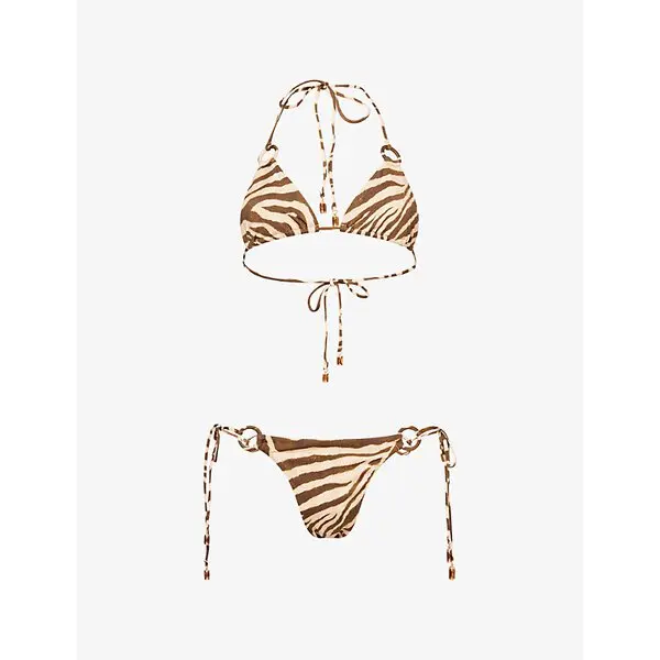 Zimmermann Wanderlust Ring-tie Bikini Set - Zebra