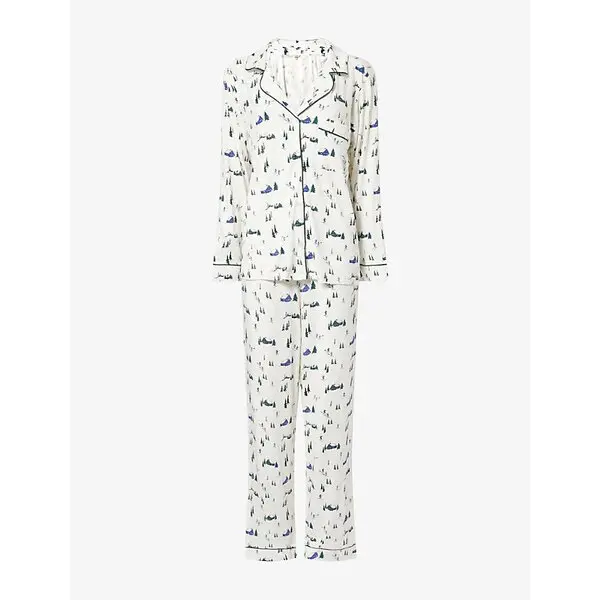 Eberjey Gisele Printed Stretch-woven Pyjama Set - Ski Chalet Ivory/pine