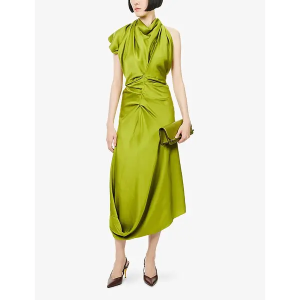 Victoria Beckham Backless Scarf Midi Dress in Parakeet - Size 12 UK