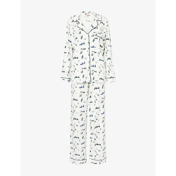 Eberjey Gisele Printed Stretch-woven Pyjama Set - Ski Chalet Ivory/pine