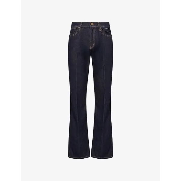 AUSTIN POST Pressed-crease Wide-leg Denim Jeans