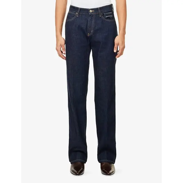 AUSTIN POST Pressed-crease Wide-leg Denim Jeans