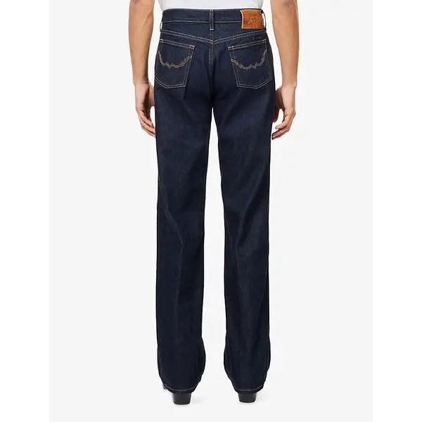 AUSTIN POST Pressed-crease Wide-leg Denim Jeans