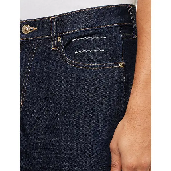 AUSTIN POST Pressed-crease Wide-leg Denim Jeans