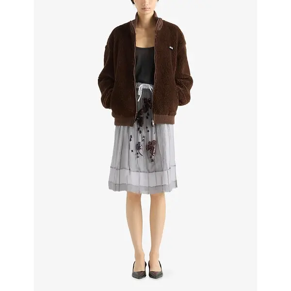 Prada Funnel-neck Fleece Jacket - Brown