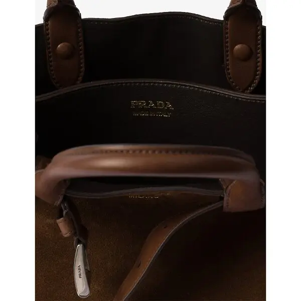 Prada Suede Tote Bag With Buckle