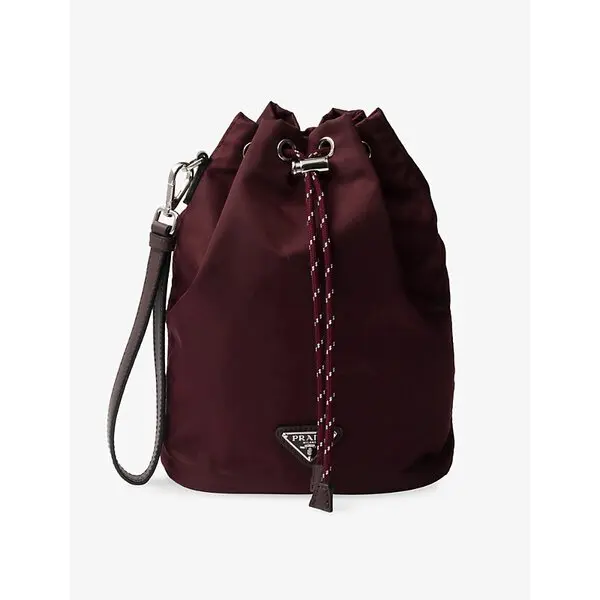 Prada Re-nylon And Leather Pouch - Burgundy