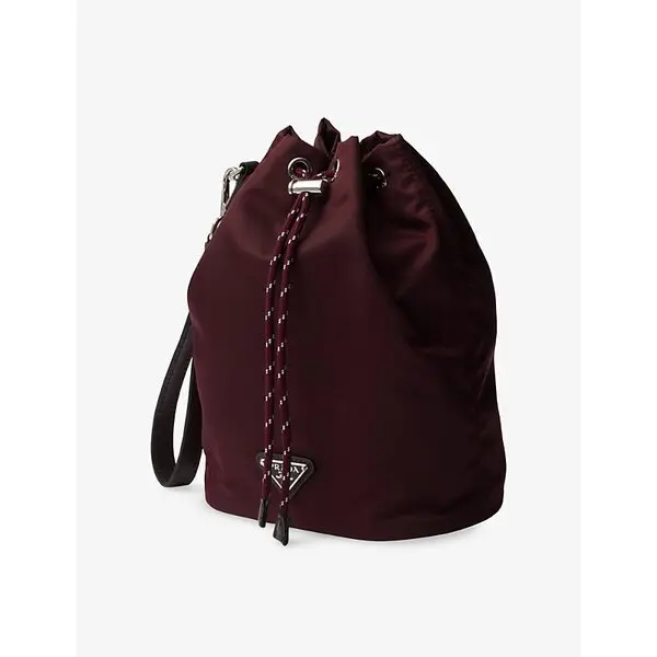 Prada Re-nylon And Leather Pouch - Burgundy
