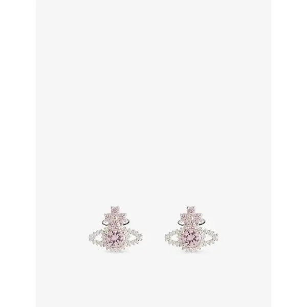 VIVIENNE WESTWOOD Valentina Orb Platinum-plated Earrings - Platinum/pink/white Cz