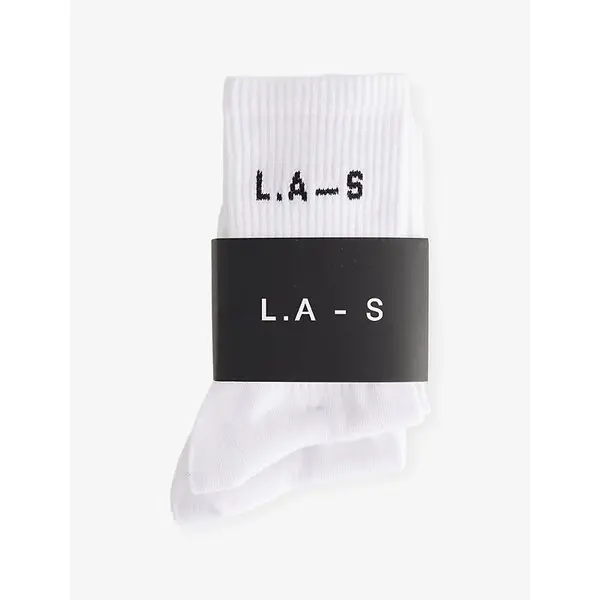 L.A-SPACE Pack Of Two Logo Cotton-blend Crew Socks - White