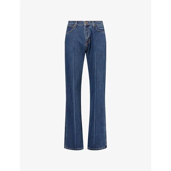 AUSTIN POST Pressed-crease Wide-leg Denim Jeans