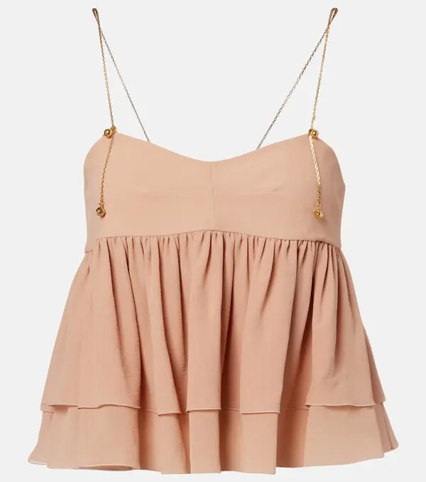 Chloé Gathered Silk Top - Pink