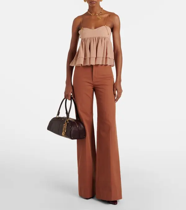 Chloé Gathered Silk Top - Pink