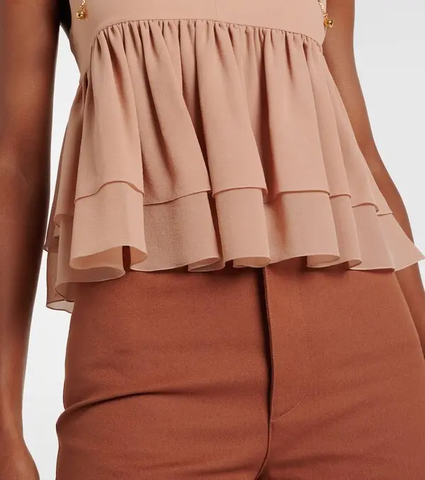 Chloé Gathered Silk Top - Pink