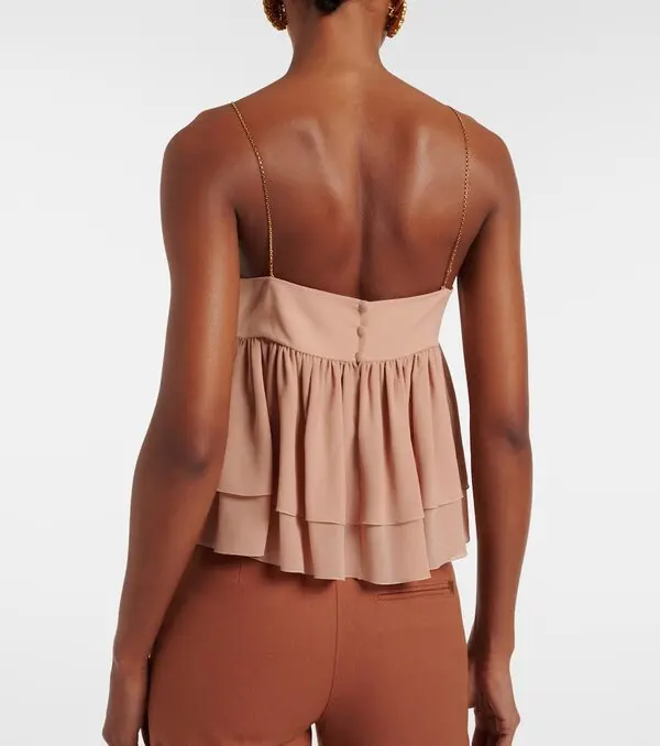 Chloé Gathered Silk Top - Pink