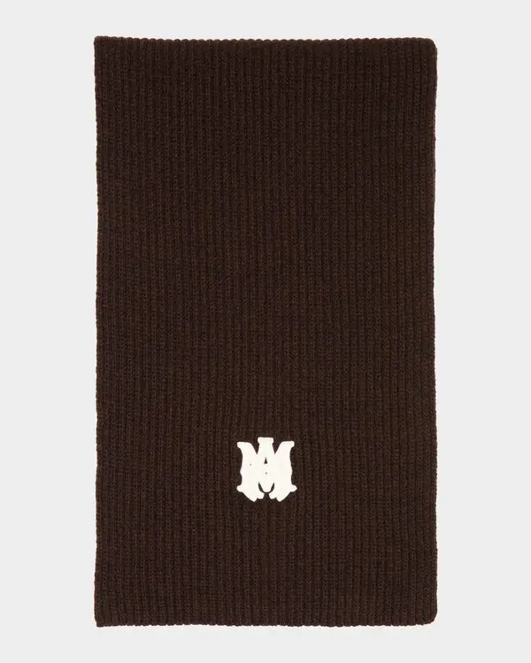 Amiri Ma Ribbed Wool Scarf - Dark Brown