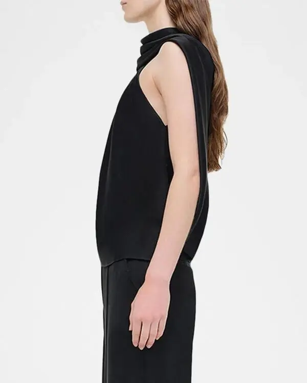 Simkhai Scarlett Satin Cape Top - Black