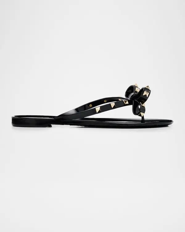 Valentino Garavani Rockstud Pvc Flat Thong Sandals - Nero