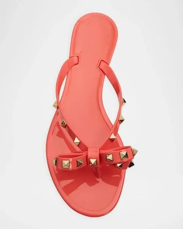 Valentino Garavani Rockstud Pvc Flat Thong Sandals - Nero