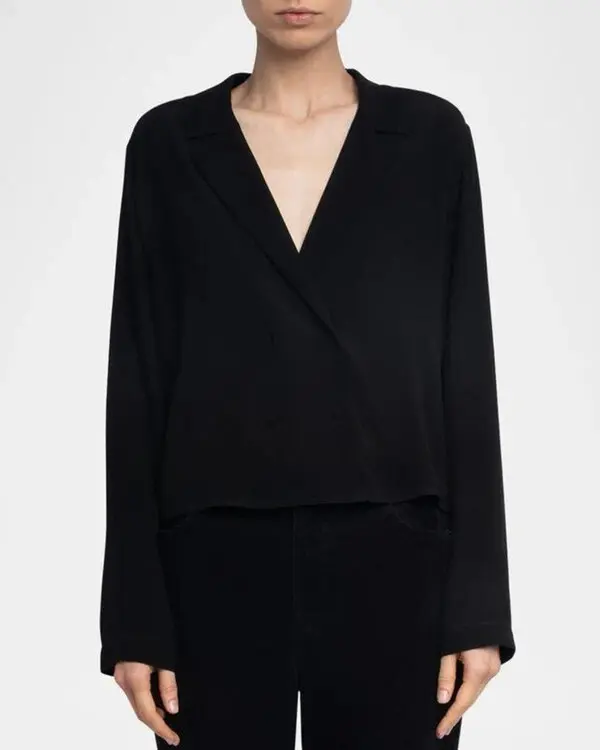 Zadig&Voltaire Tussi Soft Wrap Blouse - Black 1