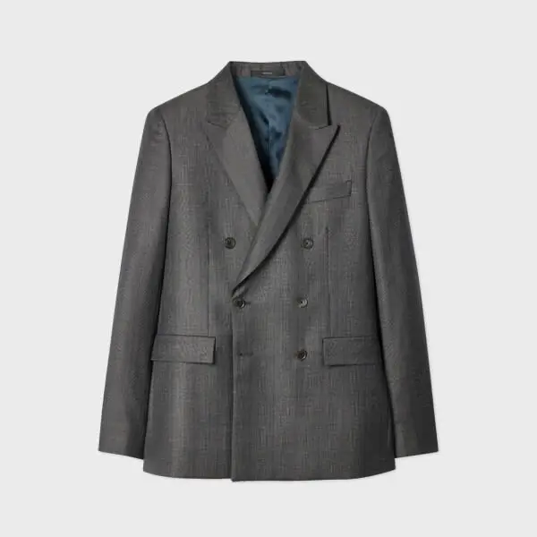 Paul Smith The Soho Check Wool Double-breasted Blazer - Grey