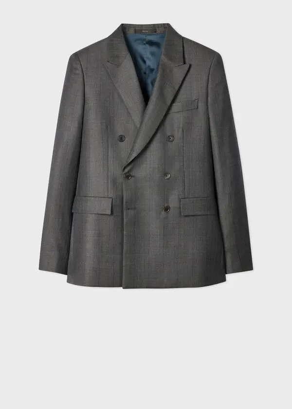 Paul Smith The Soho Check Wool Double-breasted Blazer - Grey