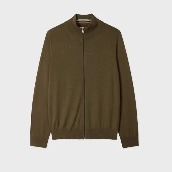 Paul Smith Merino Wool Full-zip Cardigan - Brown