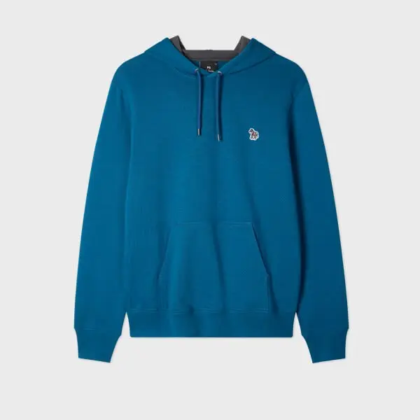 Paul Smith Regular-fit 'zebra' Organic Cotton Hoodie - Blue