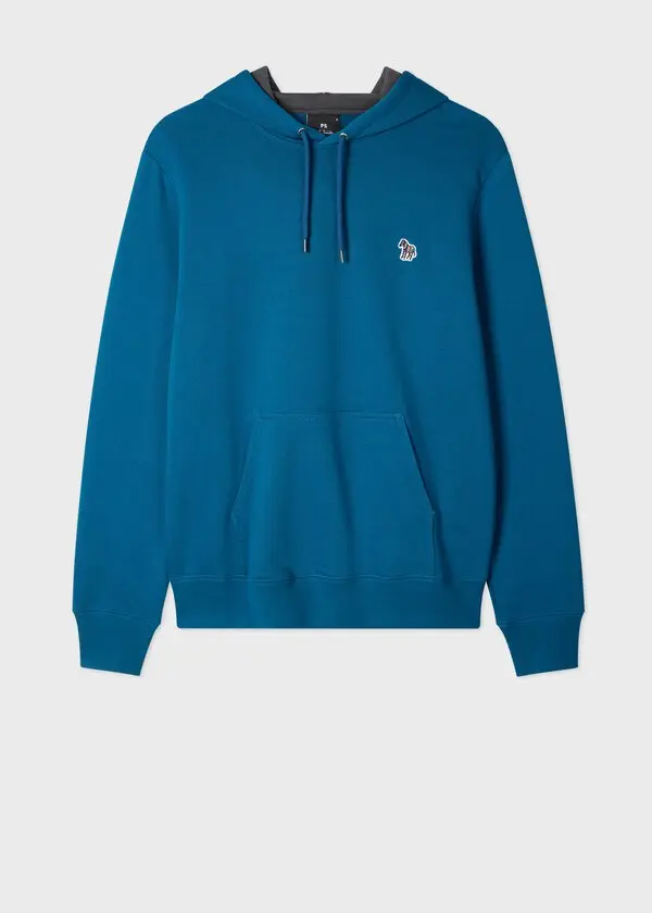 Paul Smith Regular-fit 'zebra' Organic Cotton Hoodie - Blue