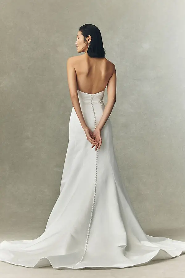 Watters Lucette Strapless Satin Wedding Gown