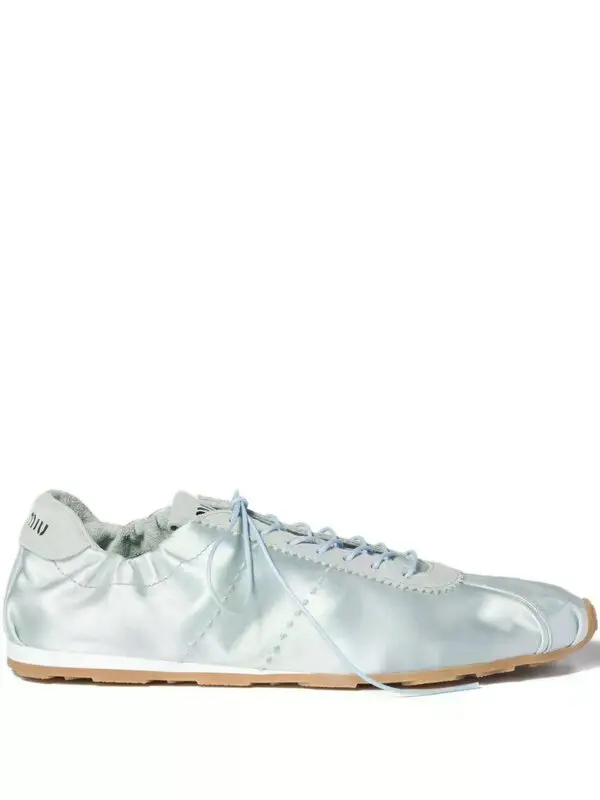 Miu Miu Plume Satin Lace-up Sneakers - Blue