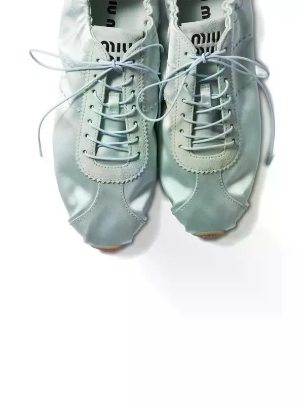 Miu Miu Plume Satin Lace-up Sneakers - Blue